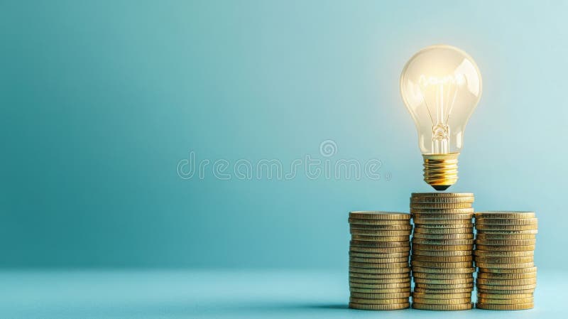 Creative Savings and Investment Concept with Coins and Light Bulb Stock ...