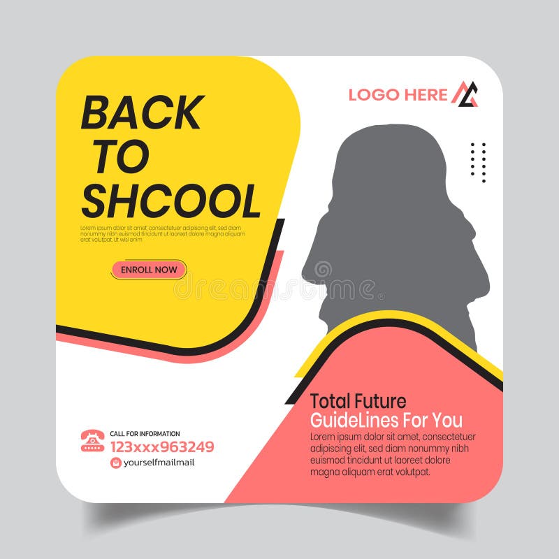 Creative School Admission Social Media Post Design Template Stock ...