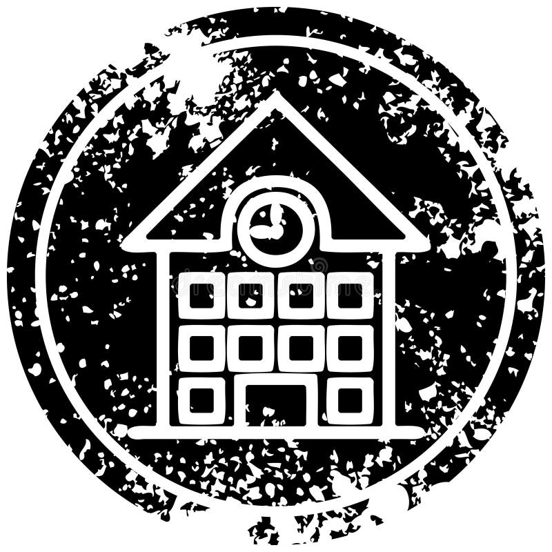 A Creative School House Distressed Icon Stock Vector - Illustration of ...