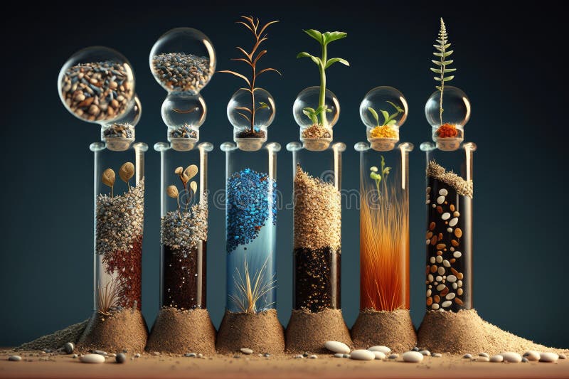 Creative Science Experiment, with Test Tubes Filled with Various Types ...