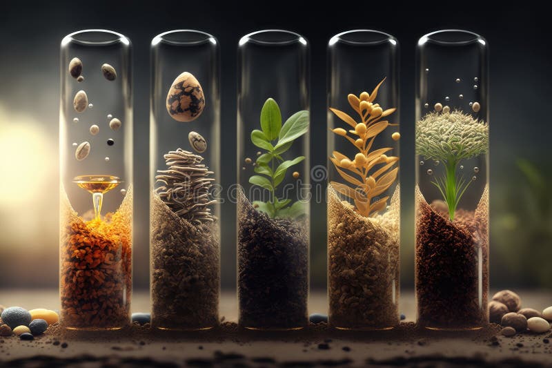 Creative Science Experiment, with Test Tubes Filled with Various Types ...