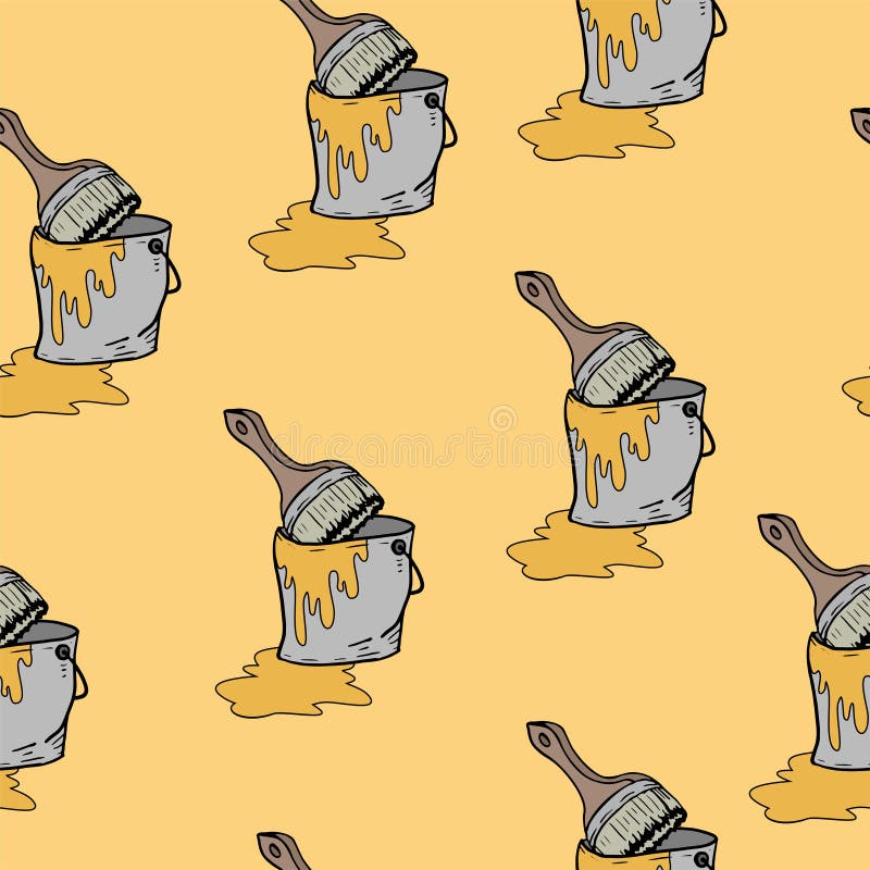 Bucket of orange paint stock illustration. Illustration of household ...