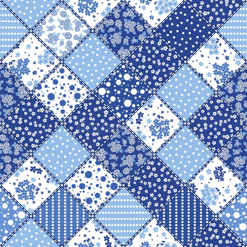 Creative Seamless Patchwork Pattern Stock Vector - Illustration of linen, blue: 66848156