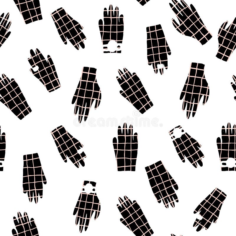 Creative Seamless Pattern with Gloves. Ink Drawn Texture with Hands ...