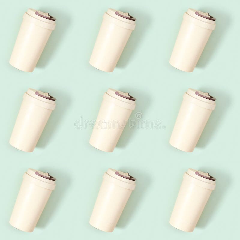Creative Seamless Pattern with Reusable Eco Coffee Cup. Zero Waste ...