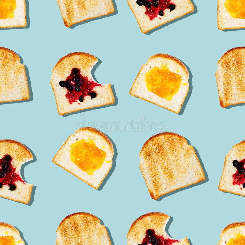Creative Seamless Pattern or Set of Toasted Bread with Tasty Different ...