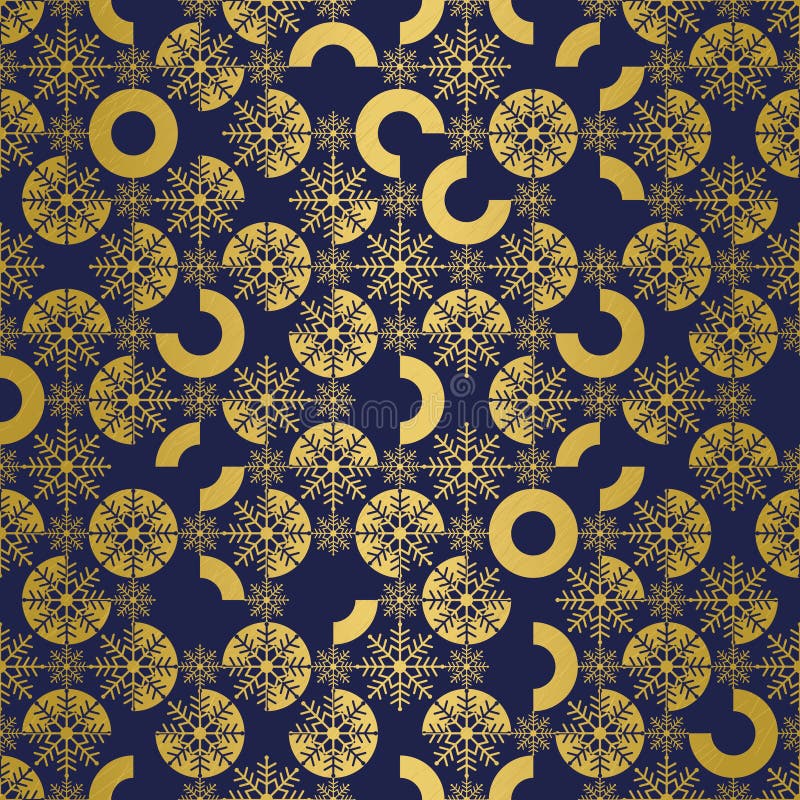 Creative Seamless Snowflake Texture on Dark Blue. Elegant Geometric ...