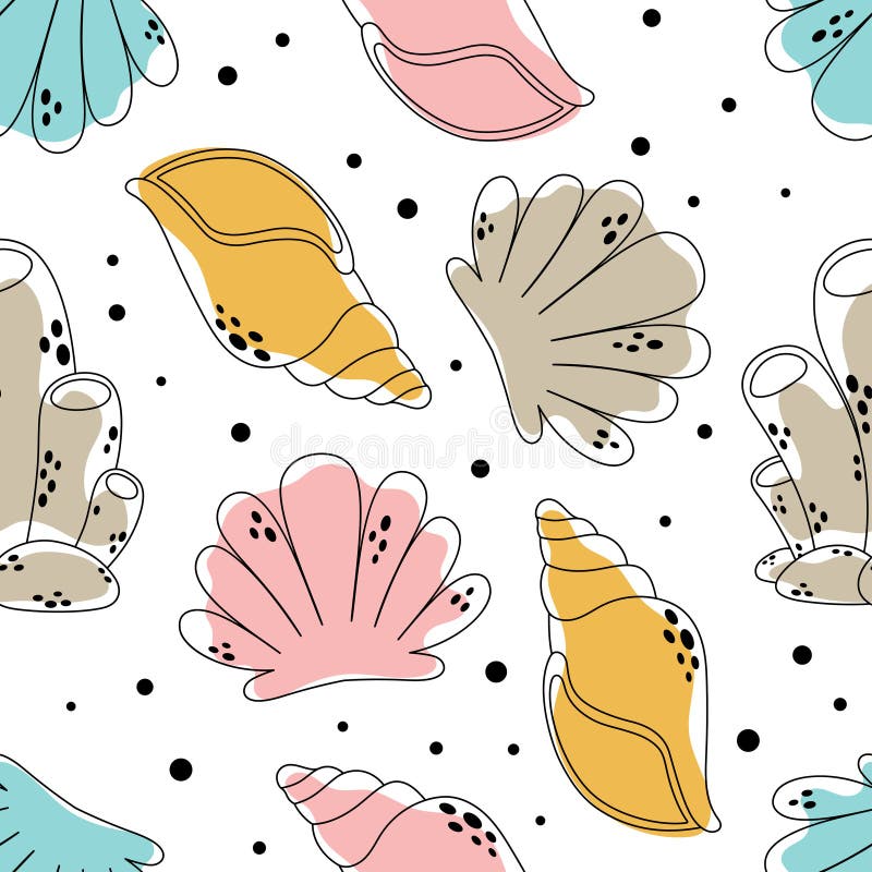 Cartoon Sea Shells Isolated on White Stock Vector - Illustration of ...