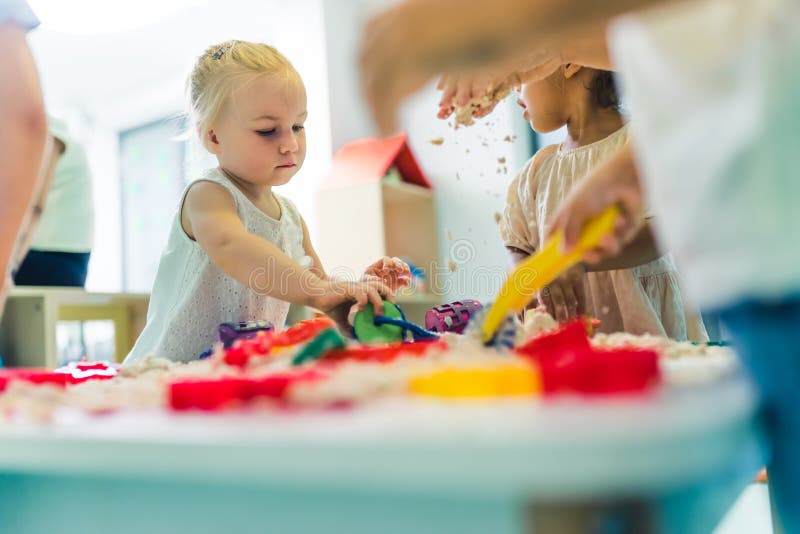Creative Sensory Play with Moldable and Fluffy Kinetic Sand at Nursery ...