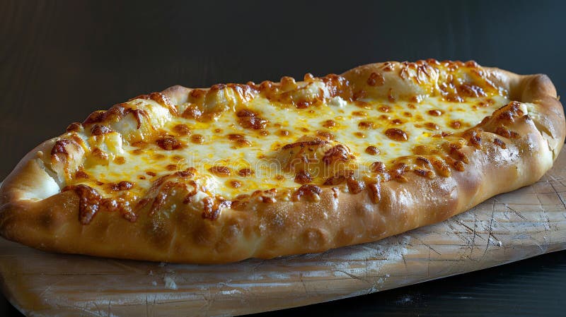 Turkish Pide with Cheese, Golden Crust, and Melted Cheese Topping in a ...