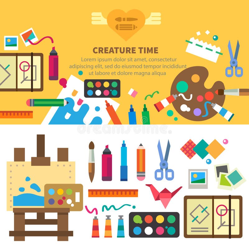 Art Studio, Tools for Creativity and Design Stock Vector - Illustration ...