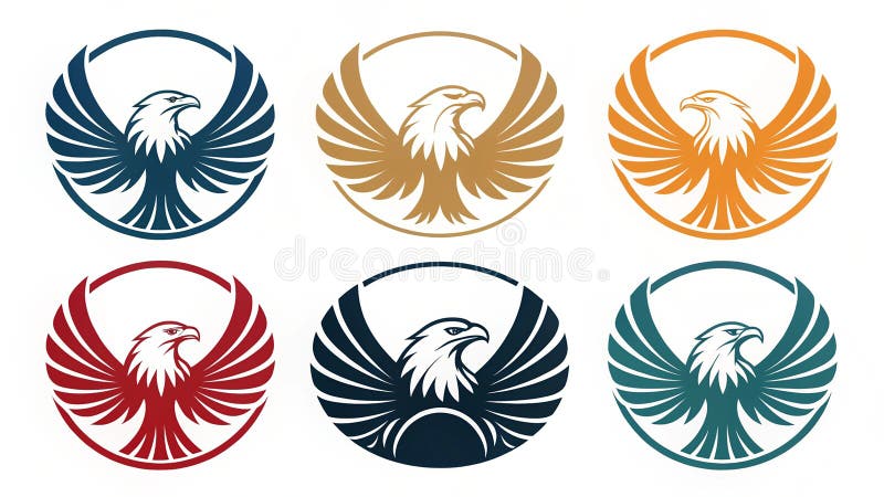 Bird Logo Collection with Circle Wings Stock Illustration ...