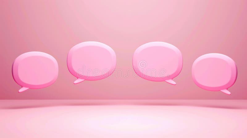 Creative Set of 3D Pink Speech Bubbles for Modern Designs Stock ...