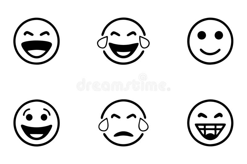 Creative Set of Emoji Faces Showing Emotions with Minimalistic Line Art ...