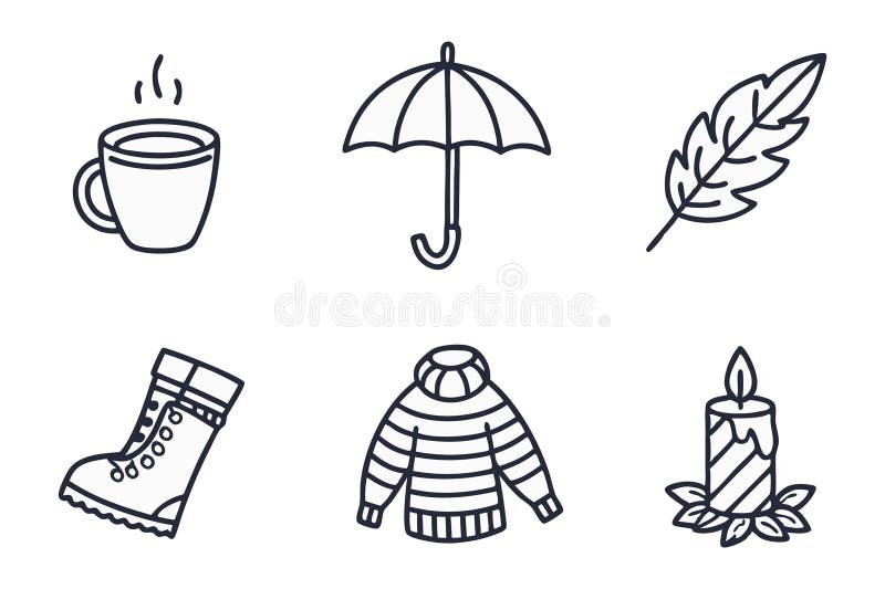 Fall Icons Clipart for Crafts Stock Vector - Illustration of brown ...