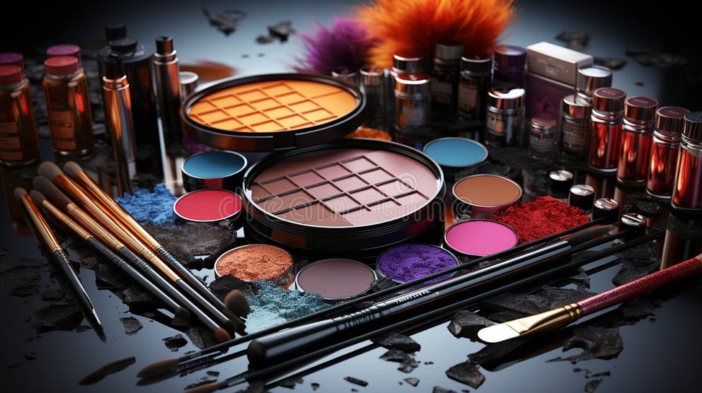 A Creative Set of Make Up Colors Dark Stock Illustration - Illustration ...