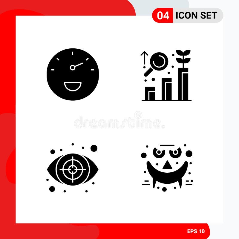 Creative Set of 4 Universal Glyph Icons Isolated on White Background Stock Vector - Illustration ...