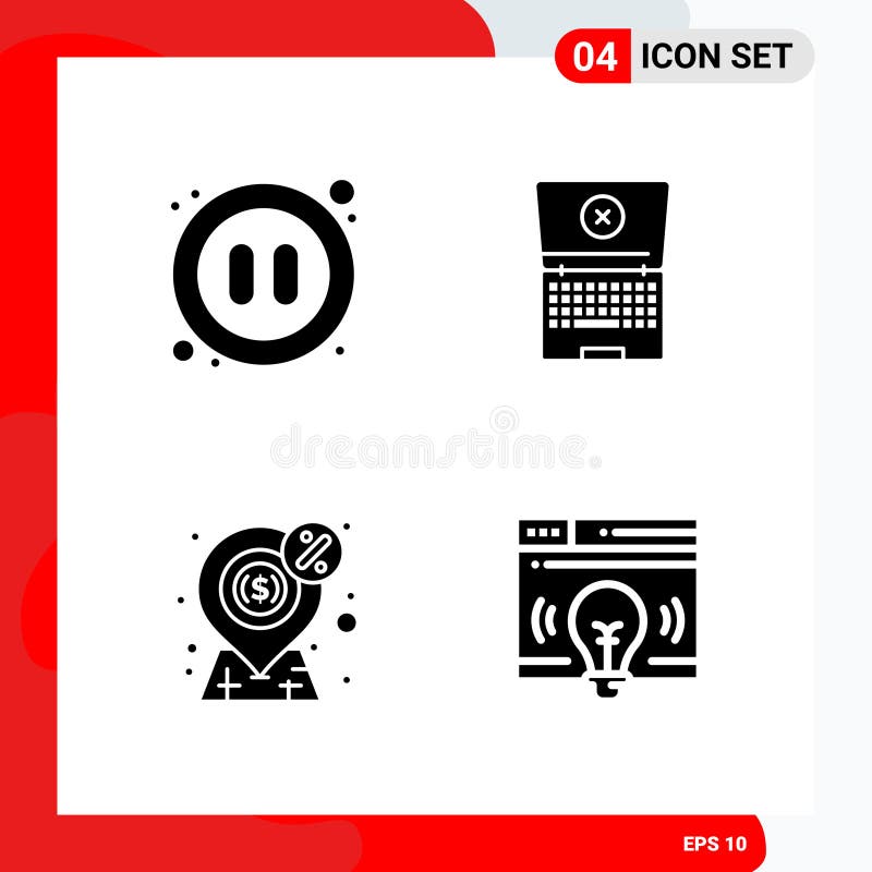 Creative Set of 4 Universal Glyph Icons Isolated on White Background Stock Vector - Illustration ...