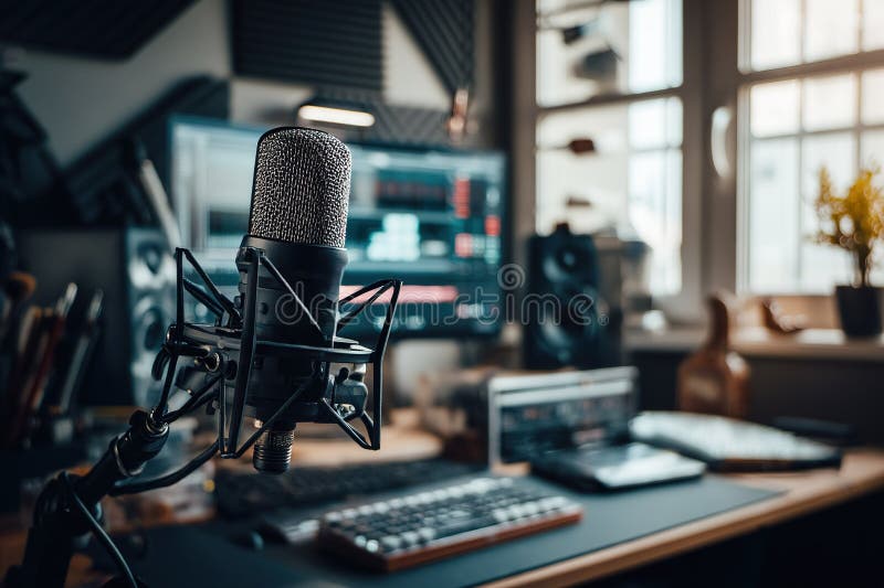 Creative Setup for Podcast Recording in a Modern Home Studio with a ...