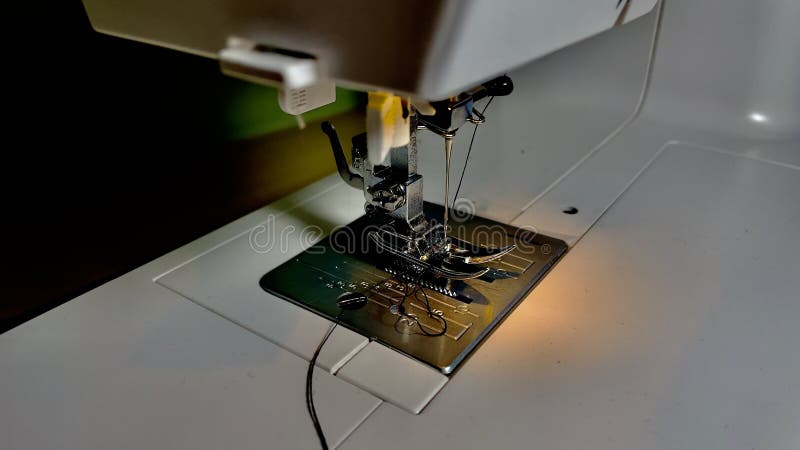 Creative Sewing Moment with Machine and Thread in Action Stock Image ...