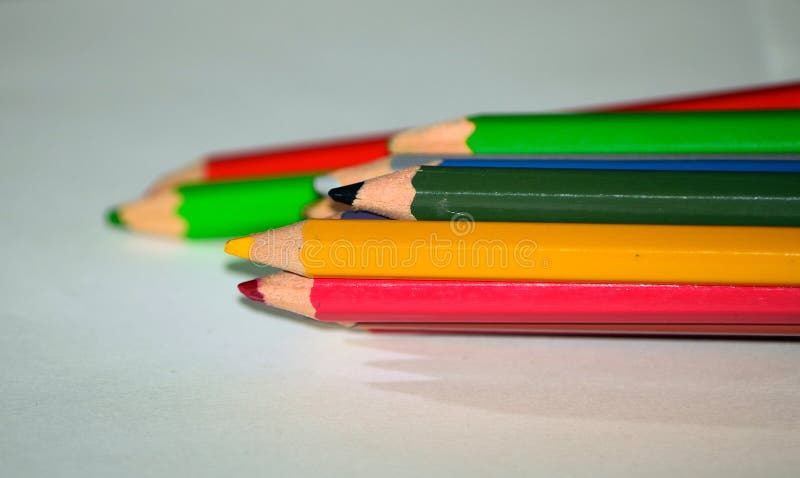 Creative Sharp Color Pencils on White Background Wallpaper Stock Image ...