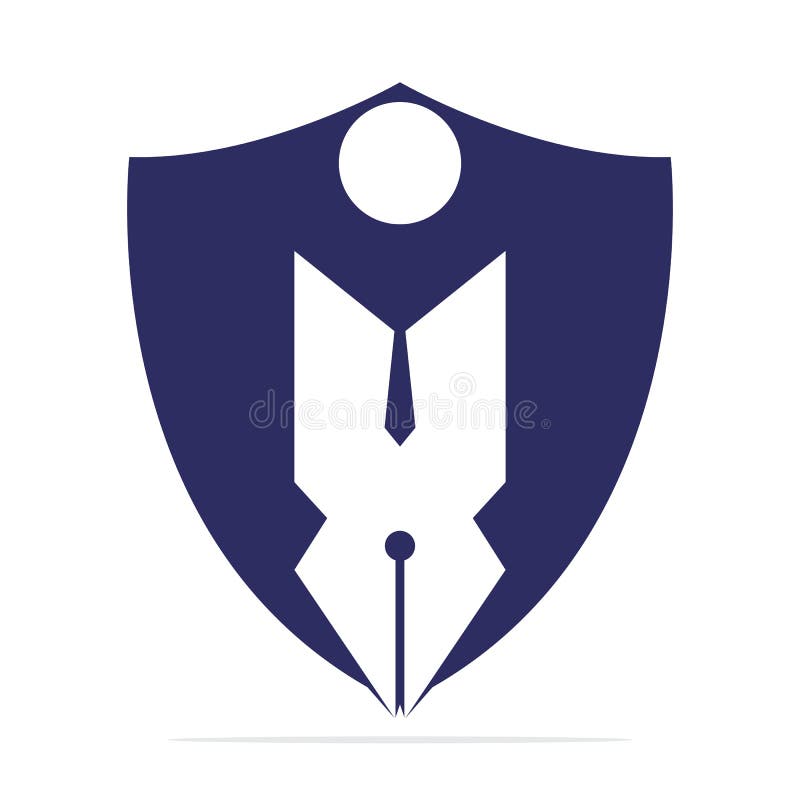 Creative Shield Pen with Human Sign Logo Design Template. Stock Vector ...