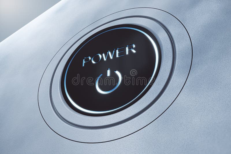 Creative Shiny Power Button on Background. 3D Rendering Stock ...