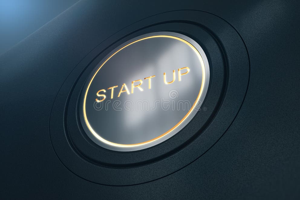 Creative Shiny Start Up Button on Background. 3D Rendering Stock ...