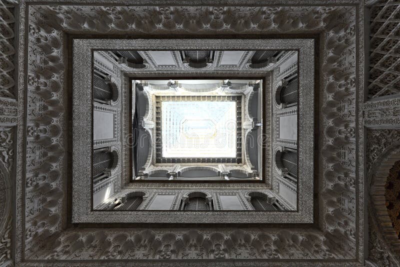 Creative Shot at the Ceiling of the Alkazar of Seville Stock Image ...