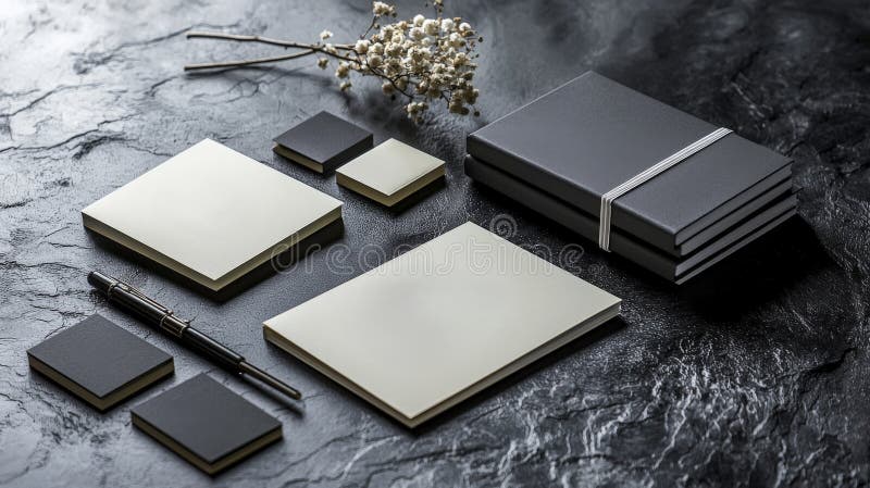 Creative Showcase Business Card Samples and Notebooks Flat Lay in a ...