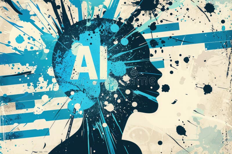 Creative Silhouette of a Human Head with AI Inside, Surrounded by ...