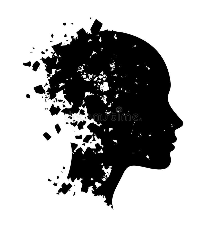 A Creative Silhouette of a Human Head Fragmented into Pieces ...