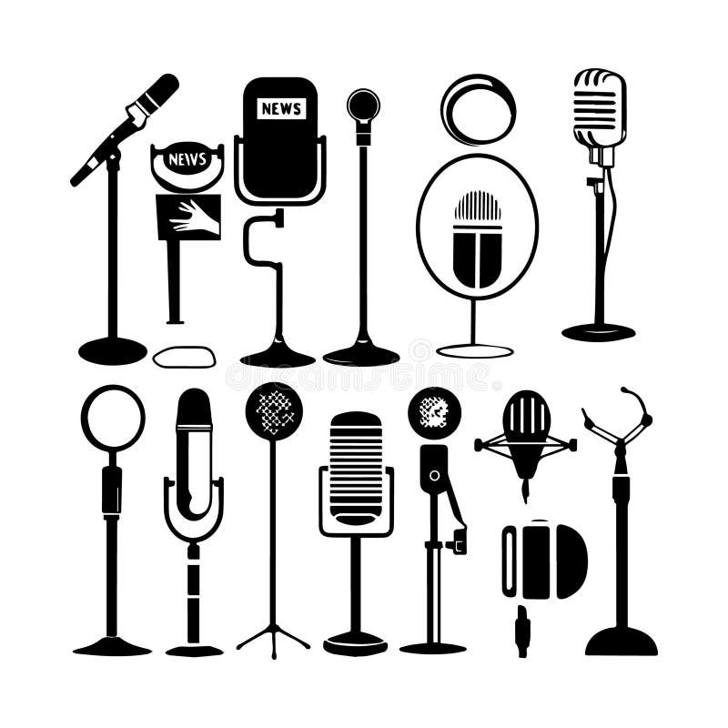 Creative Silhouette Microphone Icon Set for Various Projects Stock ...