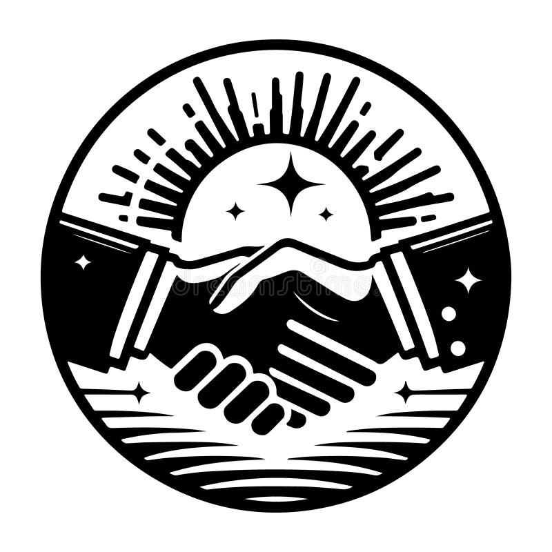 Creative Silhouette Vector Handshaking Logo and Icon Symbolizing Unity ...