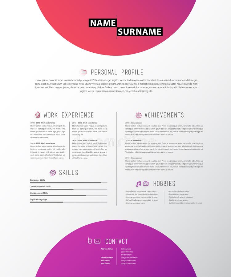 Creative Simple Cv Template with Colorful Circles Shapes. Stock Vector ...