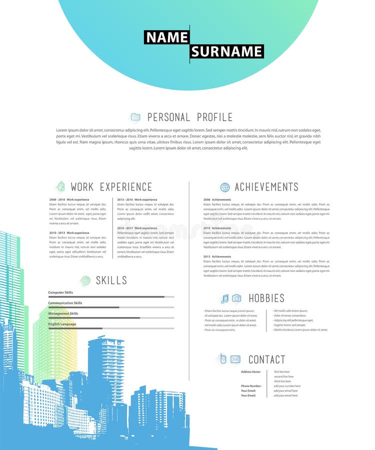 Creative Simple Cv Template with Colorful Circles Shapes. Stock Vector ...