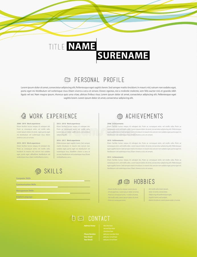 Creative Simple Cv Template with Colorful Lines in Header. Stock Vector ...