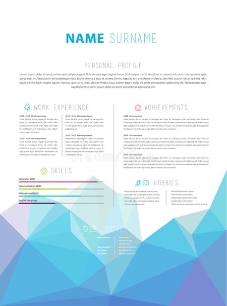 Creative Simple CV Template with Colorful Low Poly Objects. Stock ...