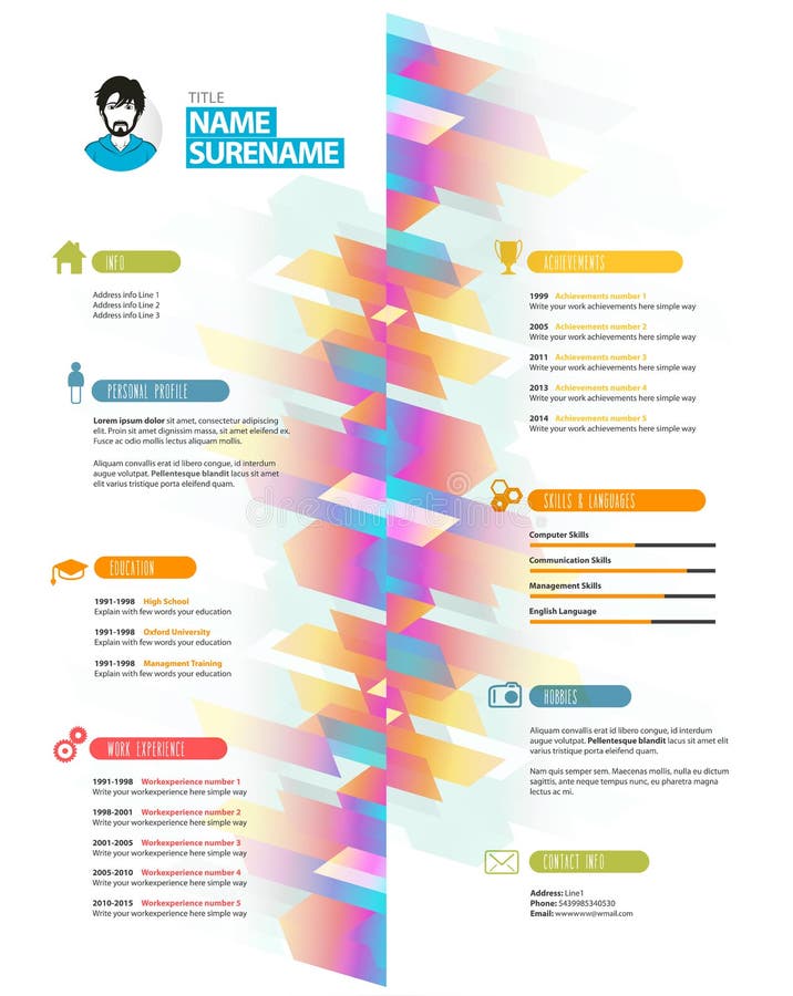 Creative Simple Cv Template with Colorful Stripes. Stock Vector ...