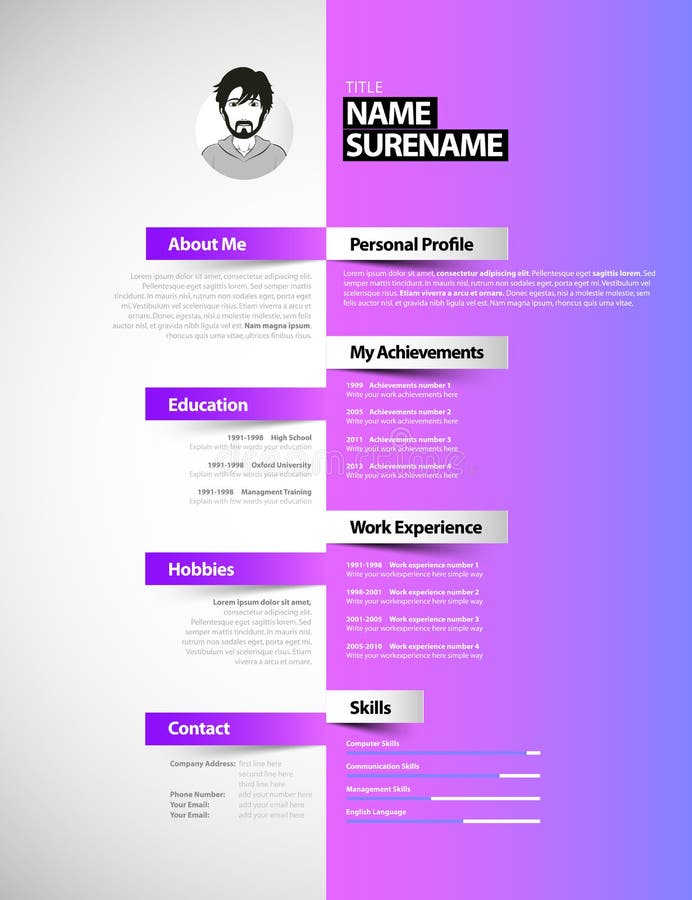 Creative Simple Cv Template with Colorful Stripes. Stock Vector ...