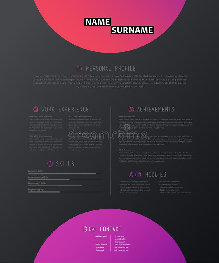 Creative Simple Cv Template with Colorful Triangle Shapes. Stock Vector ...