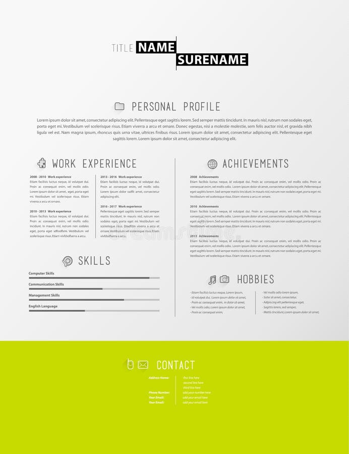Creative Simple Cv Template With Triangle Shapes In Header. Stock ...