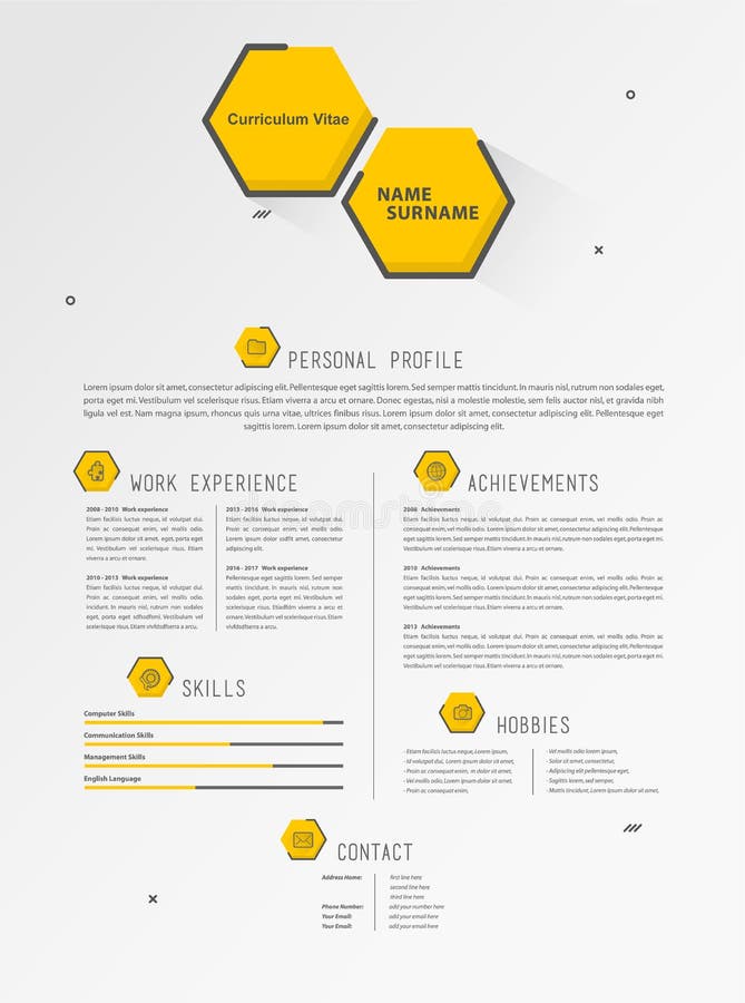 Creative Simple CV Template with Colorful Low Poly Objects. Stock ...