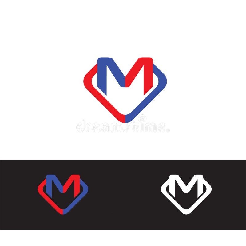 Creative and Simple Letter M Initial Logo with Red and Blue Colors ...