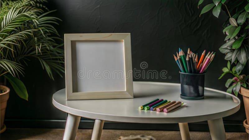 Creative Simplicity - a Small Table with a Single Set of Crayons. Empty ...