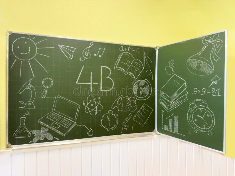 Creative Sketch Back To School on Chalk Board Wall Background ...