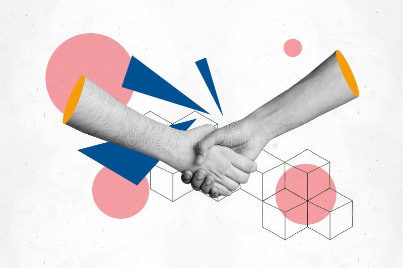 Creative Sketch Collage of Business People Handshake Gesture Approval ...