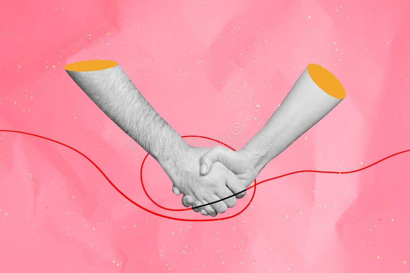 Creative Sketch Collage of Business People Handshake Gesture Approval ...