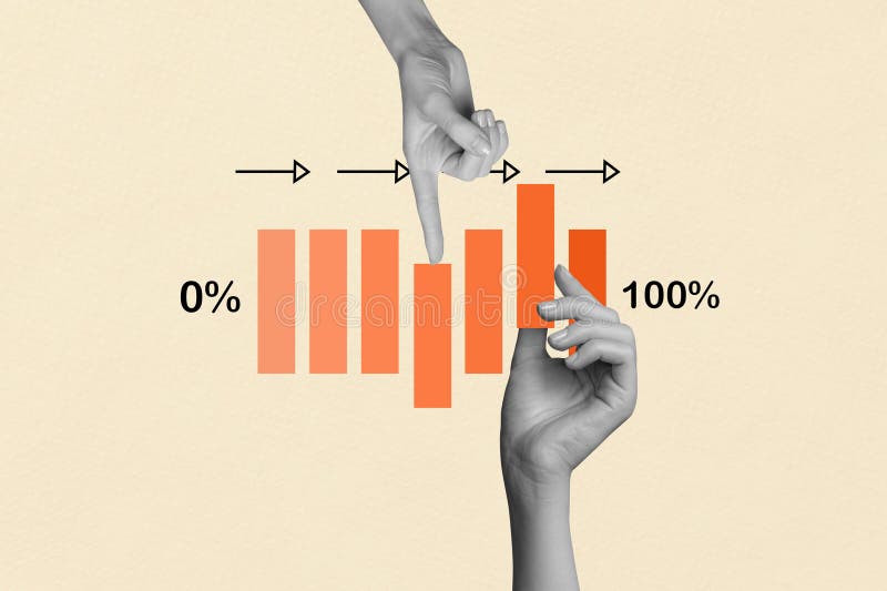 Creative Sketch Collage of Two Hands Show Chart Success Statistics ...