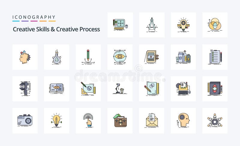 25 Creative Skills and Creative Process Line Filled Style Icon Pack ...